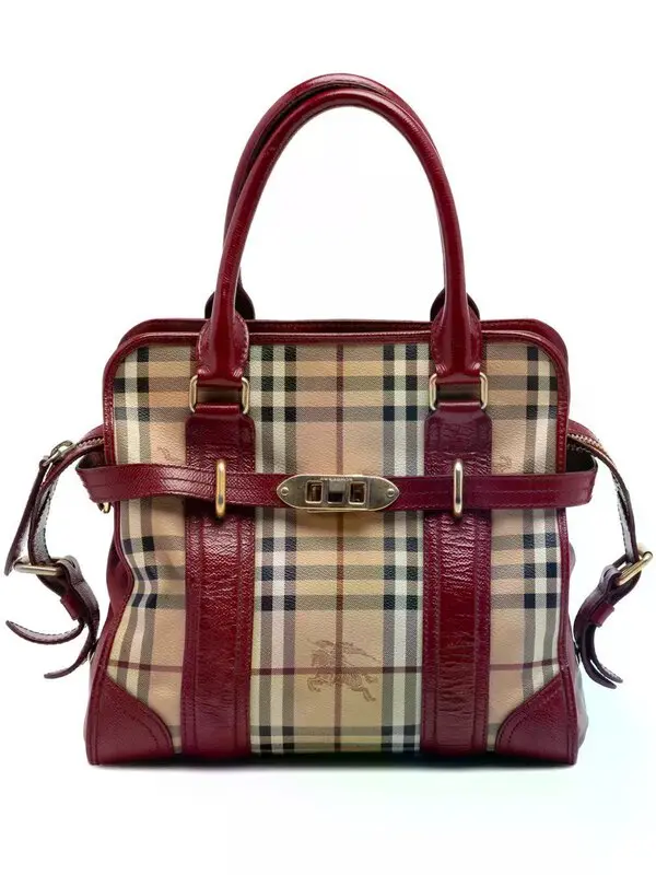 Burberry Haymarket Check Coated Canvas Minford Portrait Satchel - Neutrals