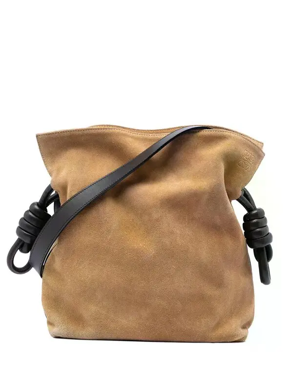 Loewe Suede Flamenco Knot Crossbody Bag - Neutrals