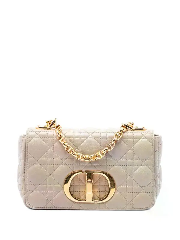 Dior 2022 Small Calfskin Cannage Caro Crossbody Bag - Neutrals