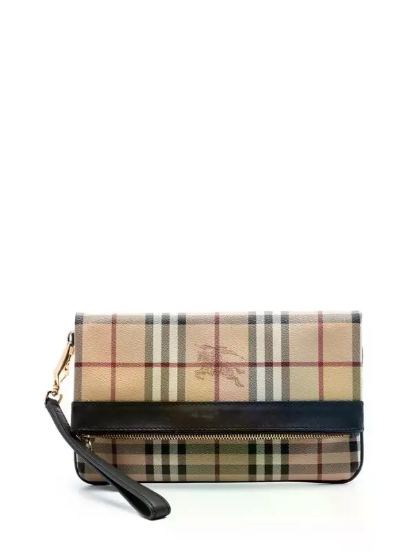 Burberry Haymarket Check Coated Canvas Adeline Fold Over Clutch Bag - Neutrals