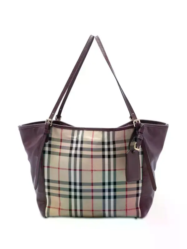 Burberry Haymarket Check Canvas And Leather Canterbury Tote Bag - Neutrals