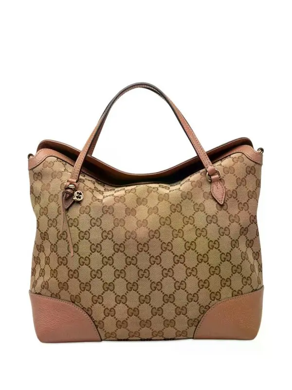 Gucci Gg Canvas Bree Fold Over Tote Satchel - Neutrals