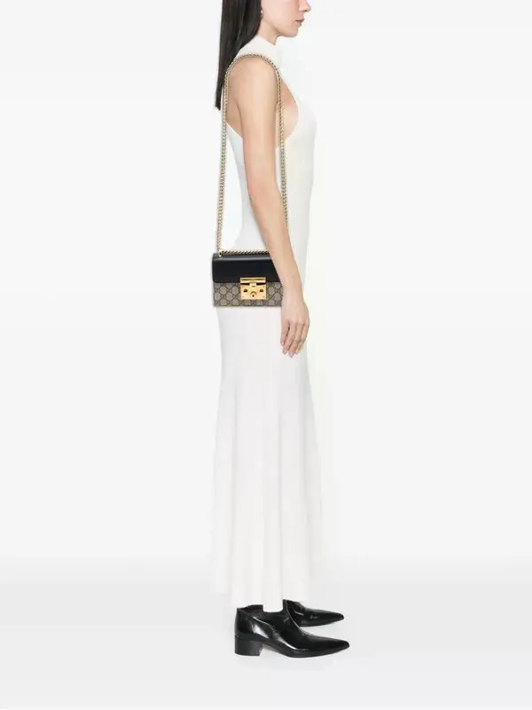 Gucci Small Gg Supreme Padlock Crossbody Bag - Neutrals