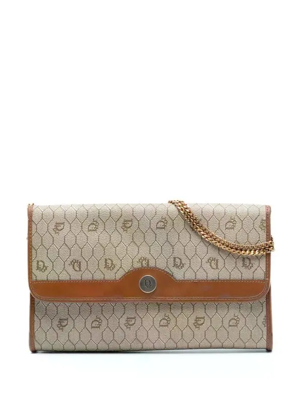 Dior Honeycomb Coated Canvas Chain Shoulder Bag - Neutrals