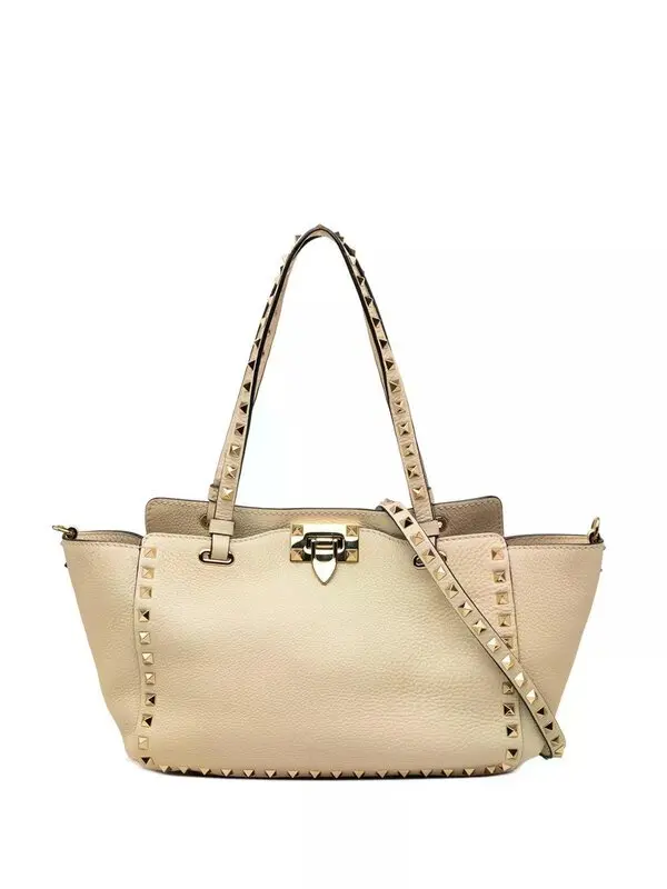 Valentino Garavani Rockstud Trapeze Satchel - Neutrals
