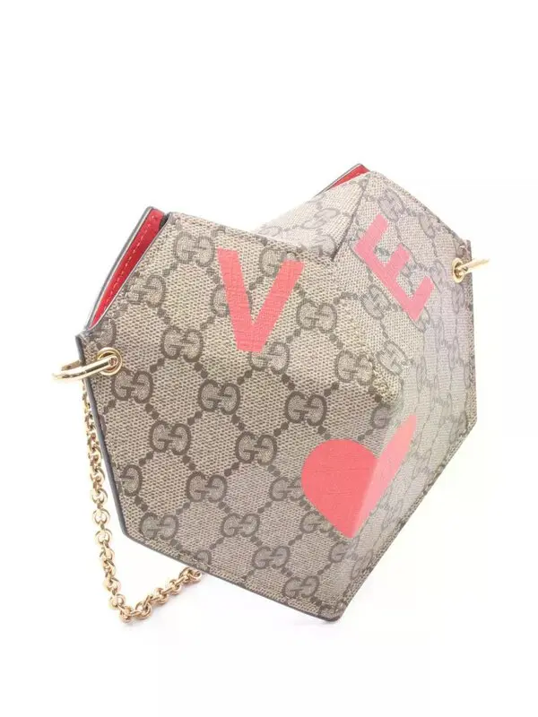 Gucci Gg Supreme Heart Love On Chain Crossbody Bag - Neutrals