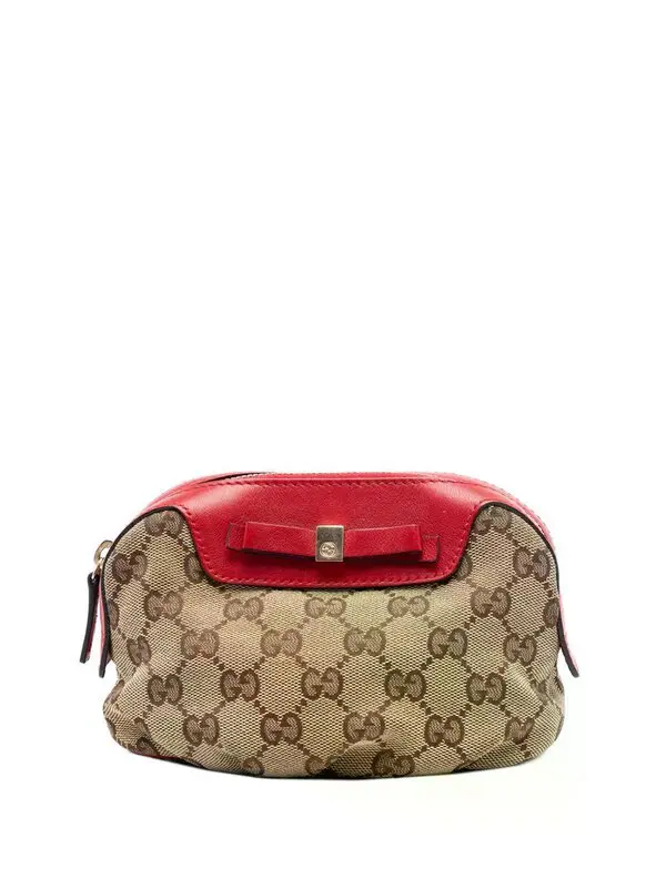 Gucci Gg Canvas Multi Ribbon Pouch Clutch Bag - Neutrals