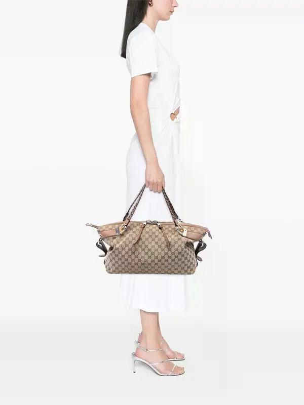 Gucci Medium Gg Canvas Bamboo Bar Tote Bag