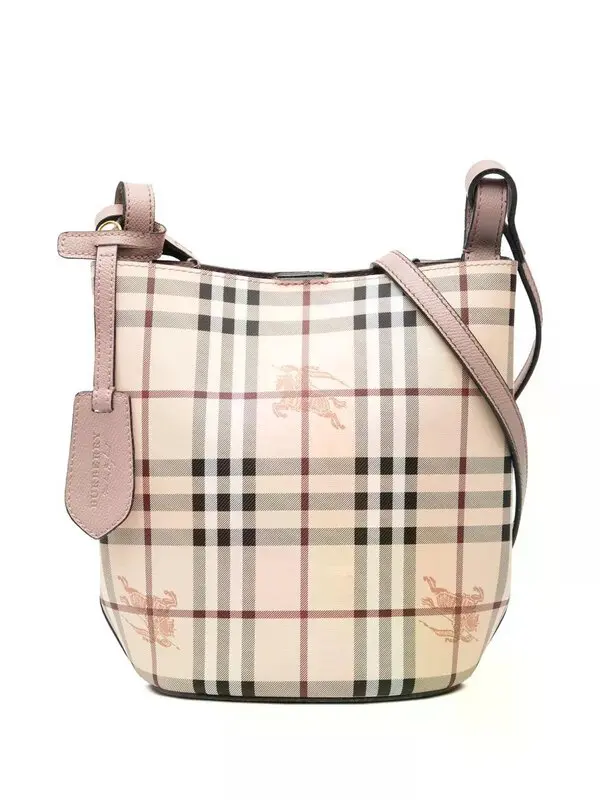Burberry Haymarket Coated Canvas Lorne Bucket Bag - Neutrals