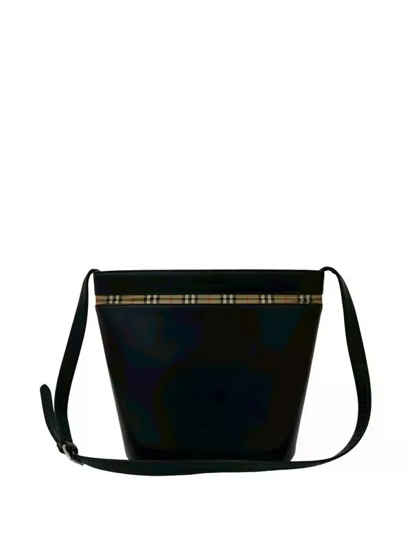 Burberry House Check Trimmed Leather Crossbody Bag - Black