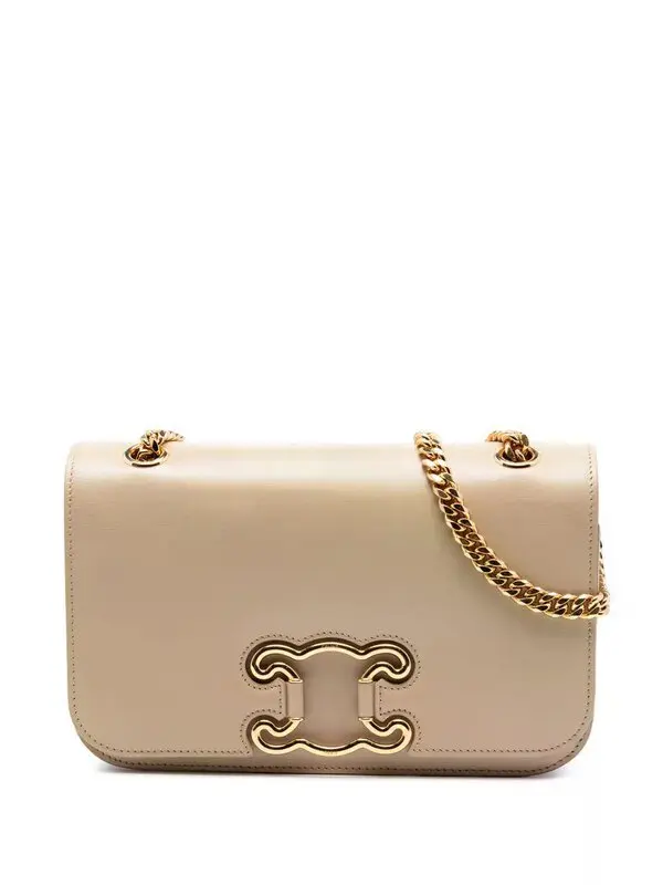 Celine Medium Calfskin Triomphe Frame Crossbody Bag - Neutrals