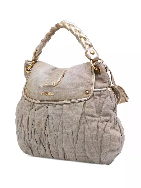 Miu Miu Matelasse Canvas Coffer Satchel - Neutrals