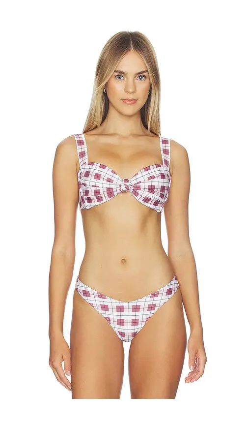 MONTCE Hayden Bikini Top - Maroon Plaid
