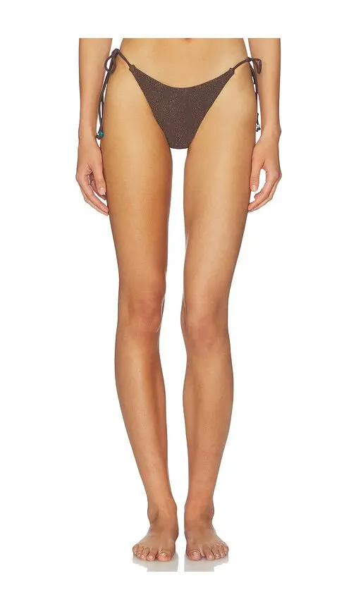 Bond Eye Beaded Tie Side Bikini Bottom - Walnut