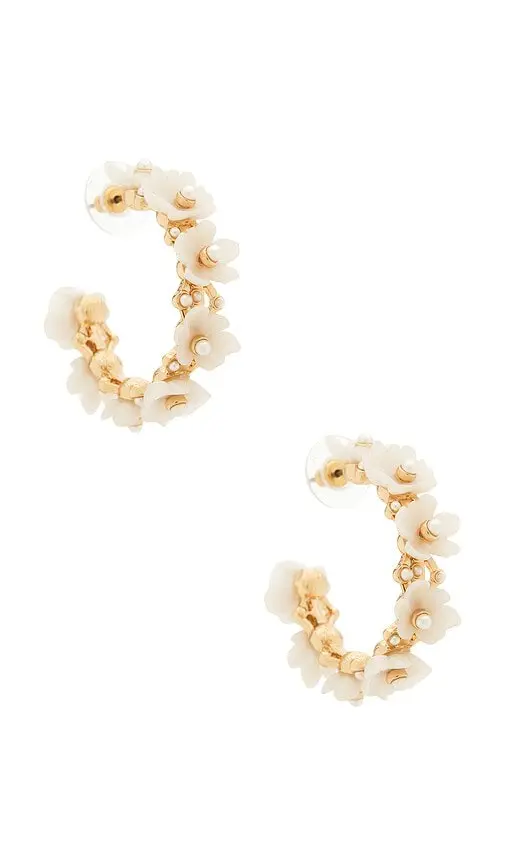 Baublebar Bridal Floral Hoop Earrings - White & Gold
