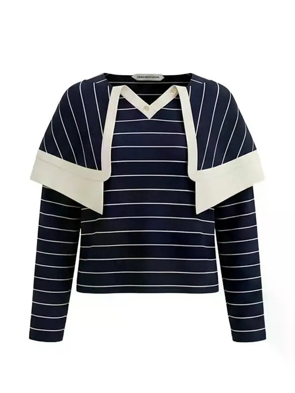 FIDAN NOVRUZOVA Gaia Horizontal-stripe Blouse - Blue