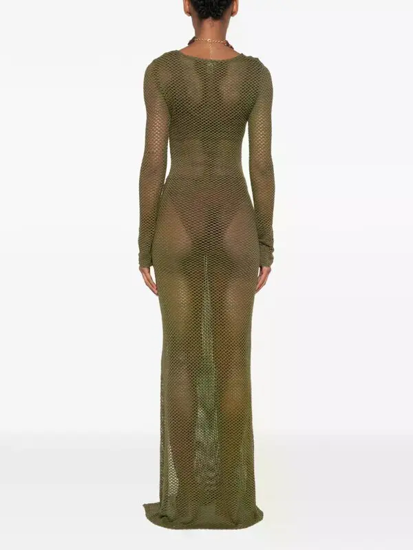 FROM BIKINI Crochet-knit Side-slit Maxi Dress