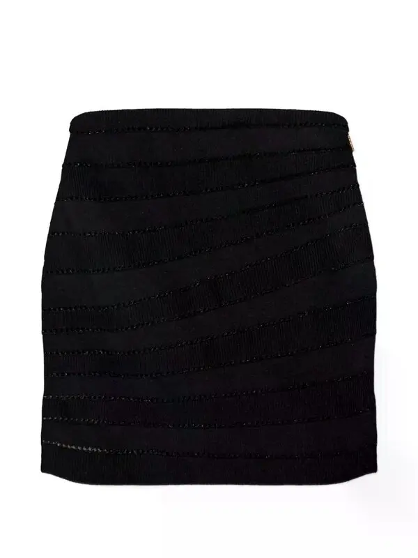 Balmain Ribbed Pointelle-knit Mini Skirt - Black