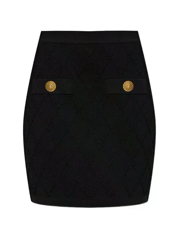 Balmain Diamond-quilted Mini Skirt With Lion-head Buttons