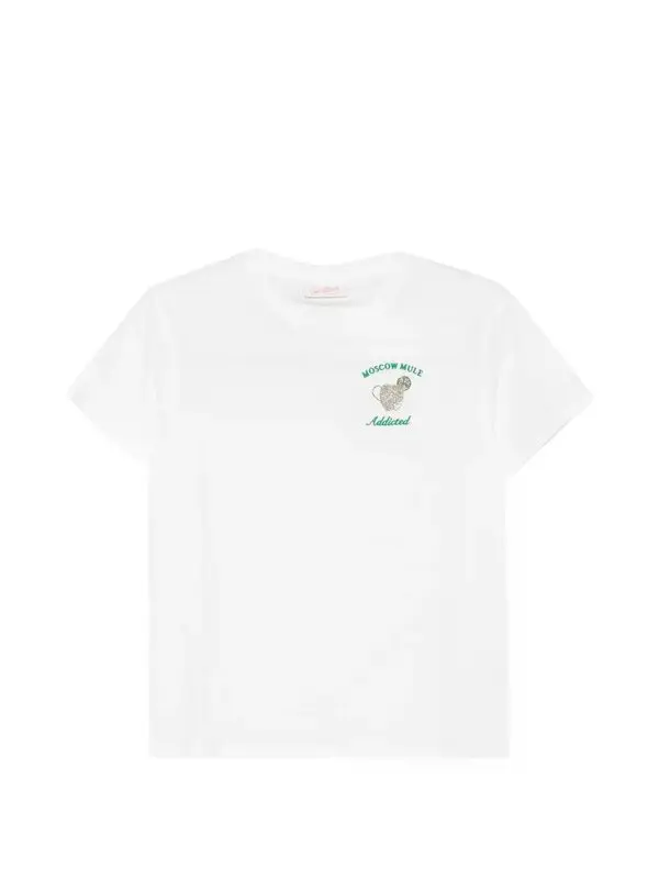 MC2 SAINT BARTH Emilie Crystal Embellished Embroidered T-shirt - White