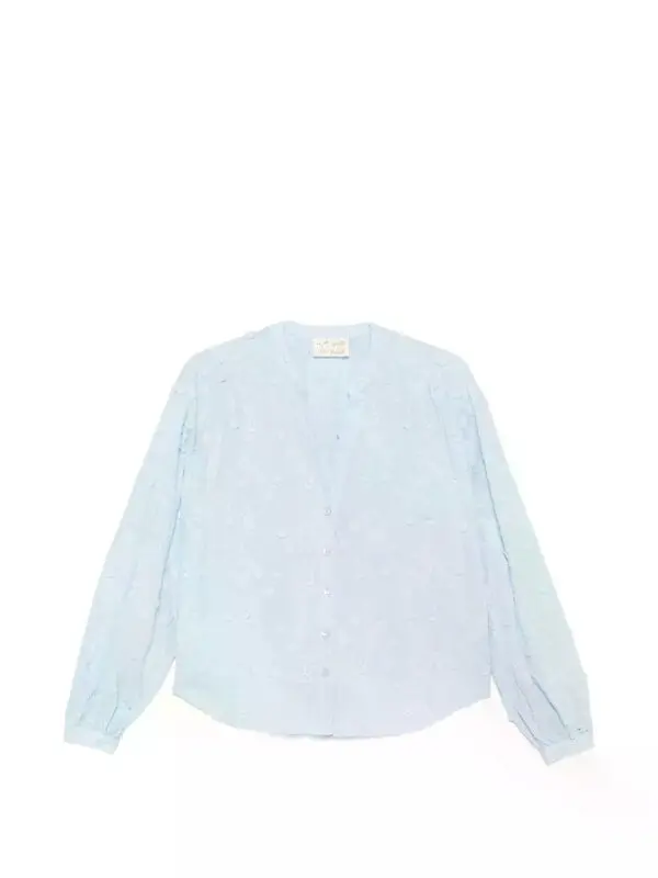 MC2 SAINT BARTH Liona Butterfly-embroidered V-neck Blouse