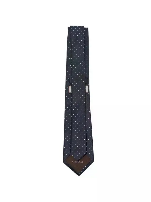 Canali Polka-dot Silk Neck Tie - Blue