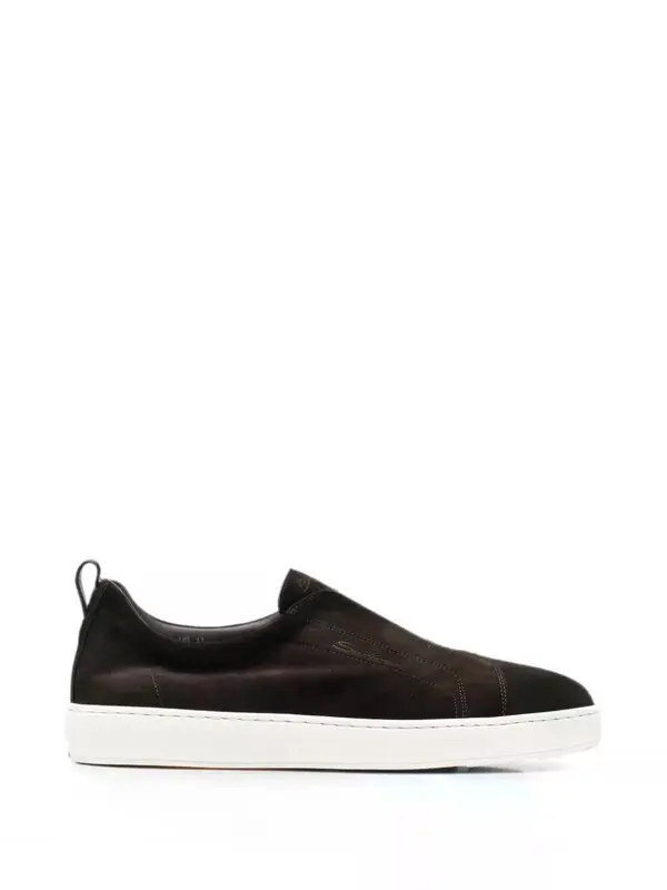 Santoni Victory Suede Slip-on Sneakers - Brown