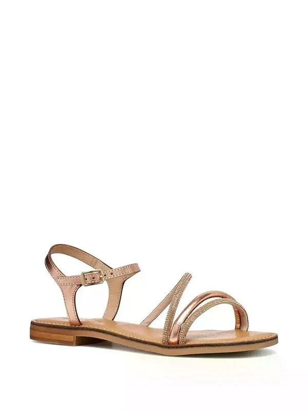 Geox Crystal Embellished Metallic Sandals - Pink