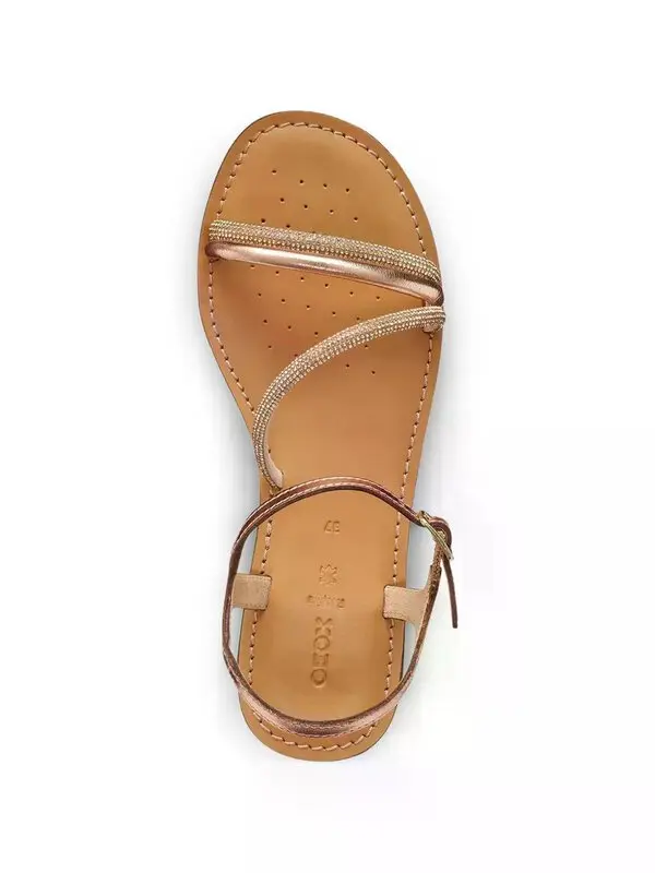 Geox Crystal Embellished Metallic Sandals