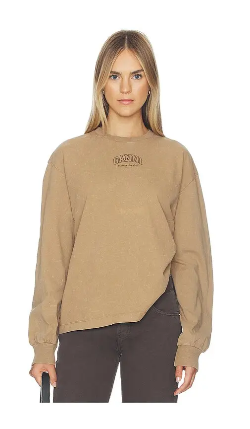 GANNI Future Essentials Washed Effect Long Sleeve Pullover