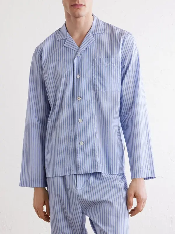 TEKLA Camp-collar Striped Organic Cotton Pyjama Shirt