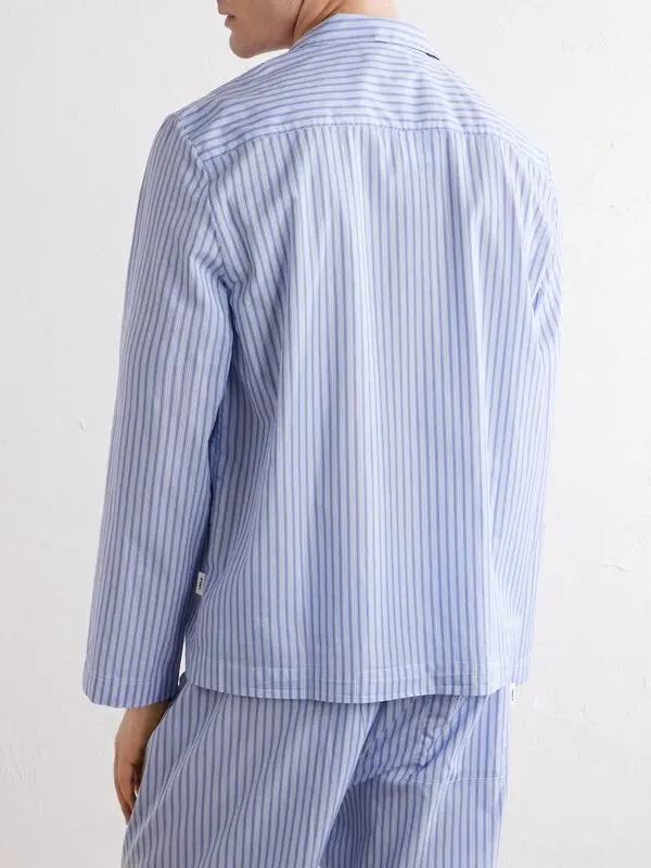 TEKLA Camp-collar Striped Organic Cotton Pyjama Shirt