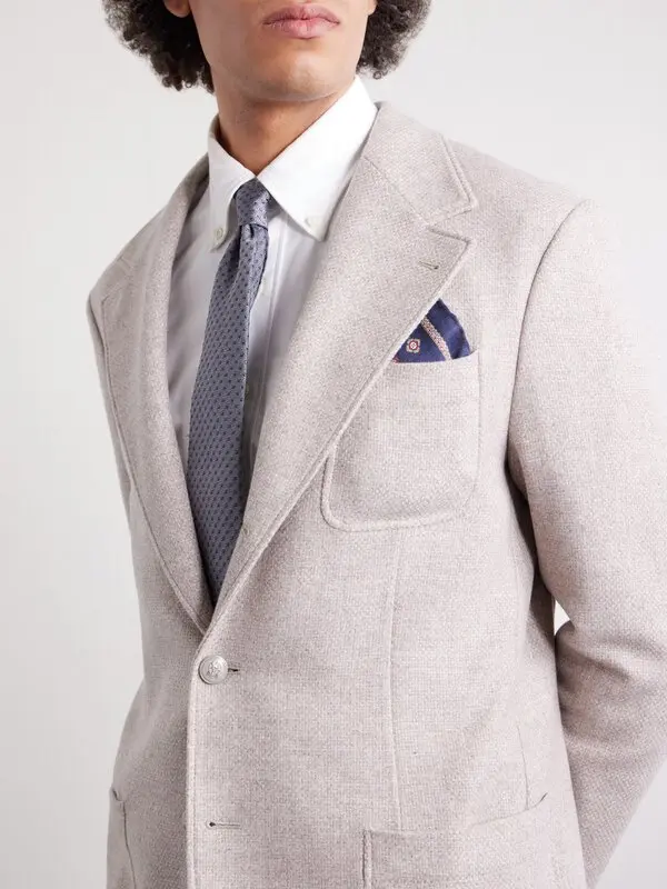 Brunello Cucinelli Printed Silk Pocket Square - Blue