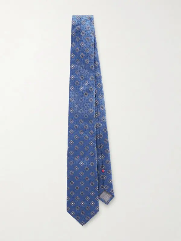 Brunello Cucinelli Silk Jacquard Neck Tie - Blue
