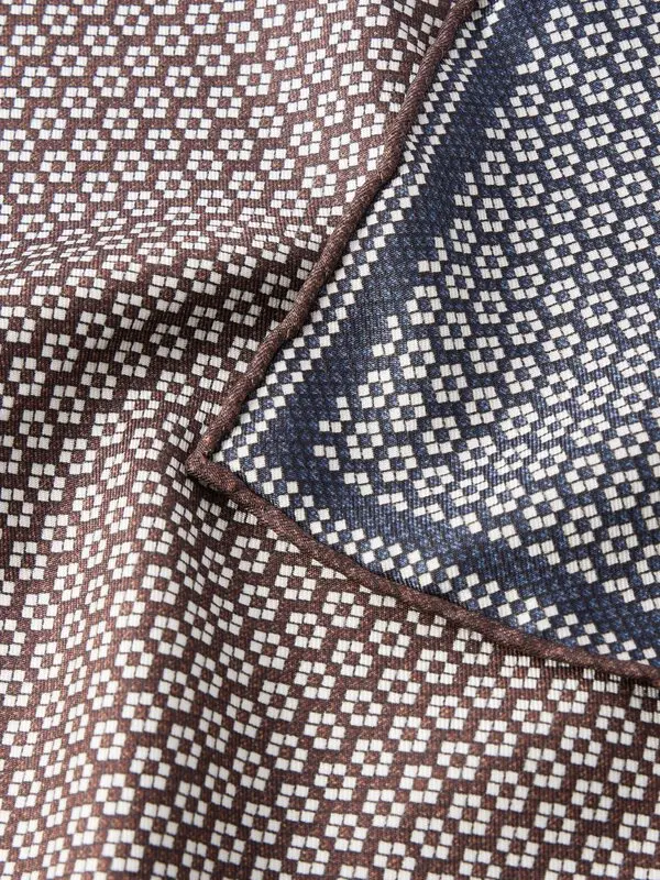 Brunello Cucinelli Printed Silk Pocket Square - Brown