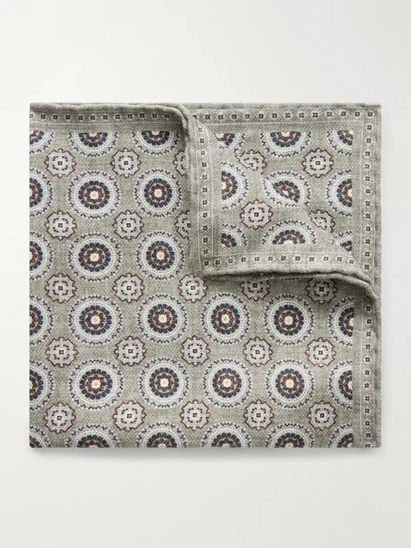 Brunello Cucinelli Printed Silk Pocket Square - Multi