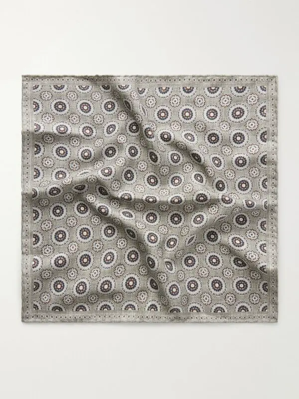 Brunello Cucinelli Printed Silk Pocket Square - Multi