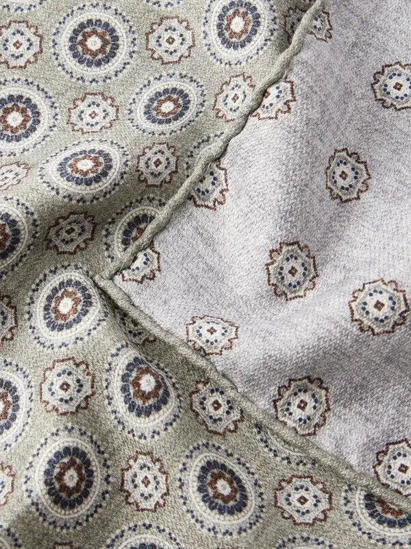 Brunello Cucinelli Printed Silk Pocket Square - Multi