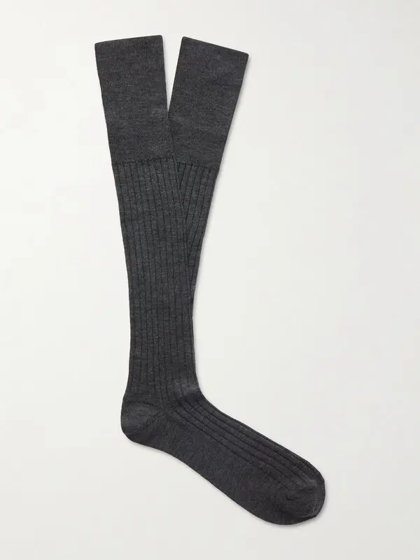 Brunello Cucinelli Ribbed Wool And Cashmere-blend Socks - Black