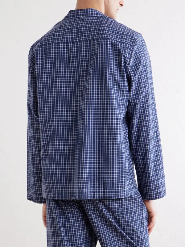 TEKLA Camp-collar Checked Organic Cotton Pyjama Shirt