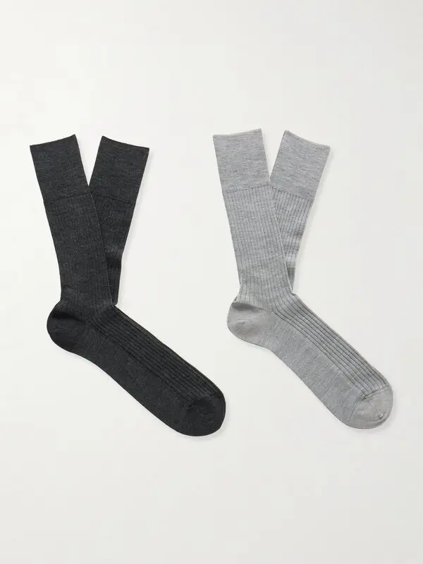 Falke Two-pack Ribbed Virgin Wool-blend Socks - Multi