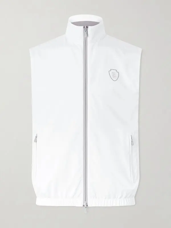Brunello Cucinelli Logo-appliquéd Shell Golf Vest - Neutrals