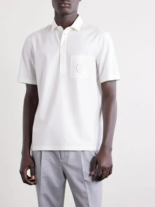 Brunello Cucinelli Logo-appliquéd Wool Polo Shirt
