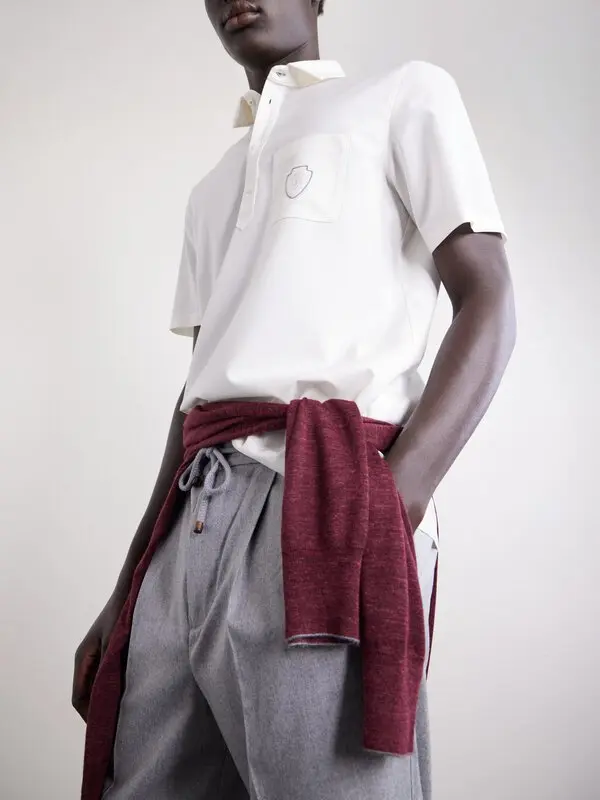 Brunello Cucinelli Logo-appliquéd Wool Polo Shirt