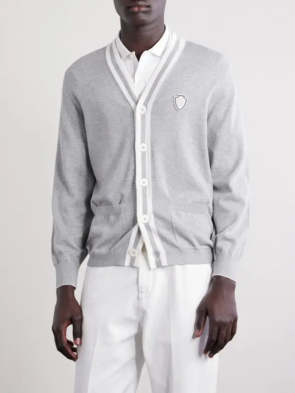 Brunello Cucinelli Logo-appliquéd Cotton Cardigan