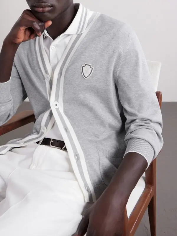 Brunello Cucinelli Logo-appliquéd Cotton Cardigan