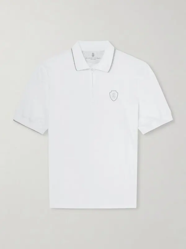 Brunello Cucinelli Logo-appliquéd Jersey Polo Shirt - White