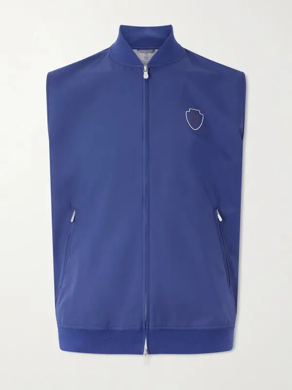 Brunello Cucinelli Logo-appliquéd Tech-shell Gilet - Blue