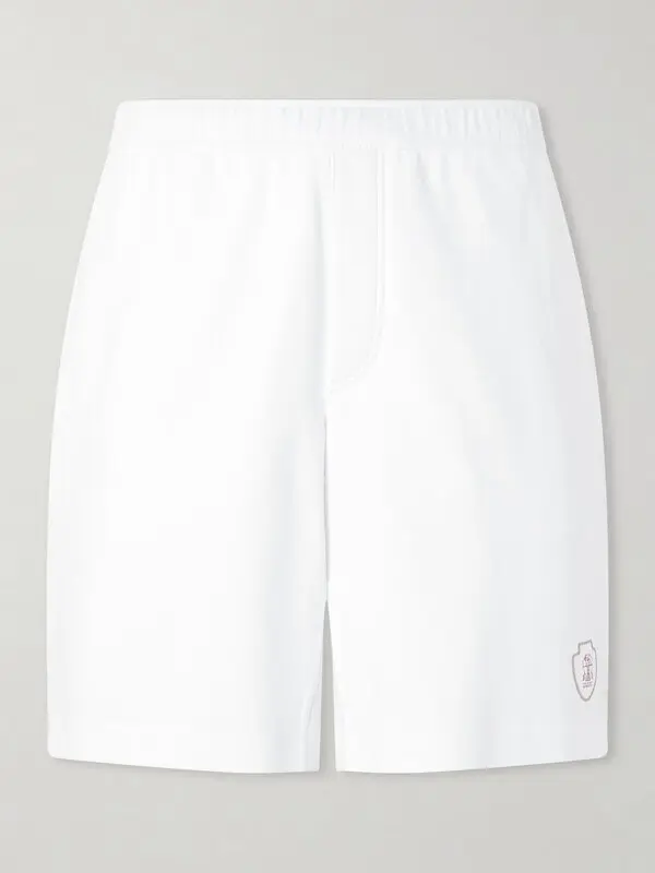 Brunello Cucinelli Straight-leg Logo Embroidered Cotton-jersey Tennis Shorts - White