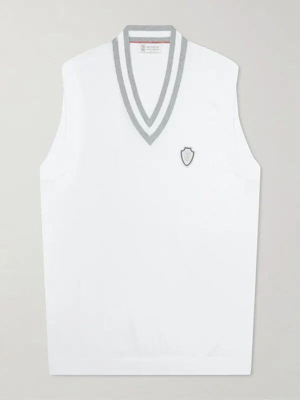Brunello Cucinelli Cotton Golf Sweater Vest - White